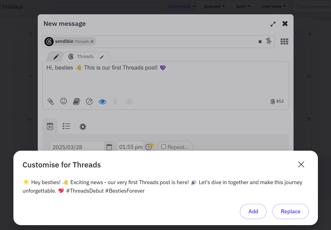 How to Schedule Threads Posts With Sendible